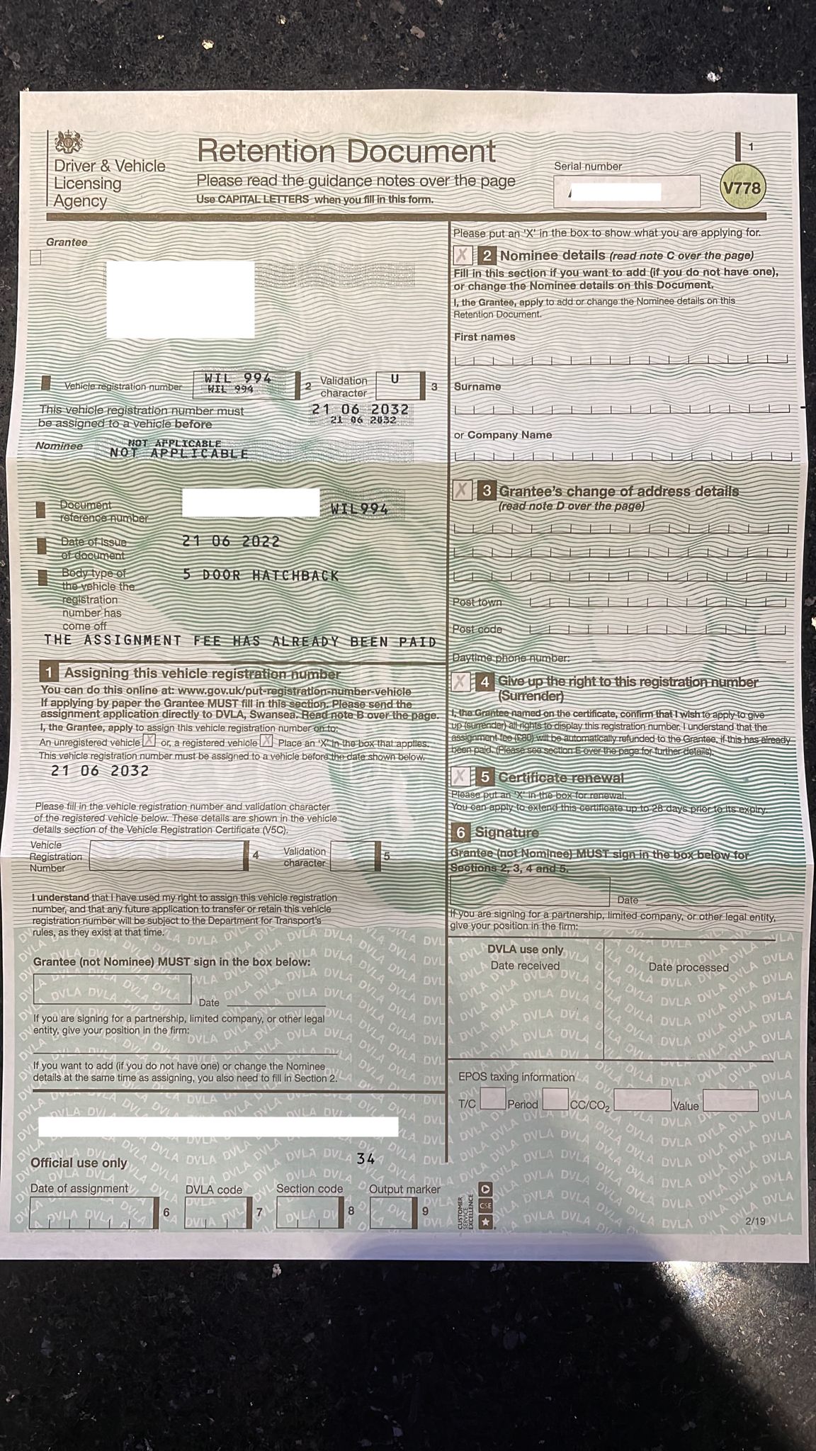 'WIL 994' - NUMBER PLATE for sale by auction in , United Kingdom