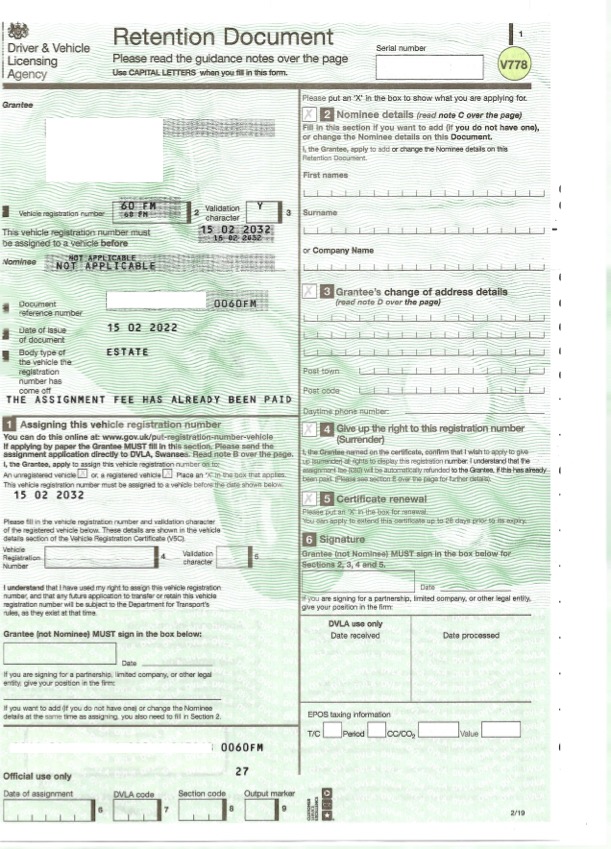 '60 FM' - NUMBER PLATE for sale by auction in , United Kingdom