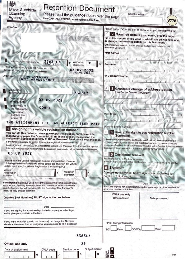 '3363 LZ' - NUMBER PLATE for sale by auction in , United Kingdom