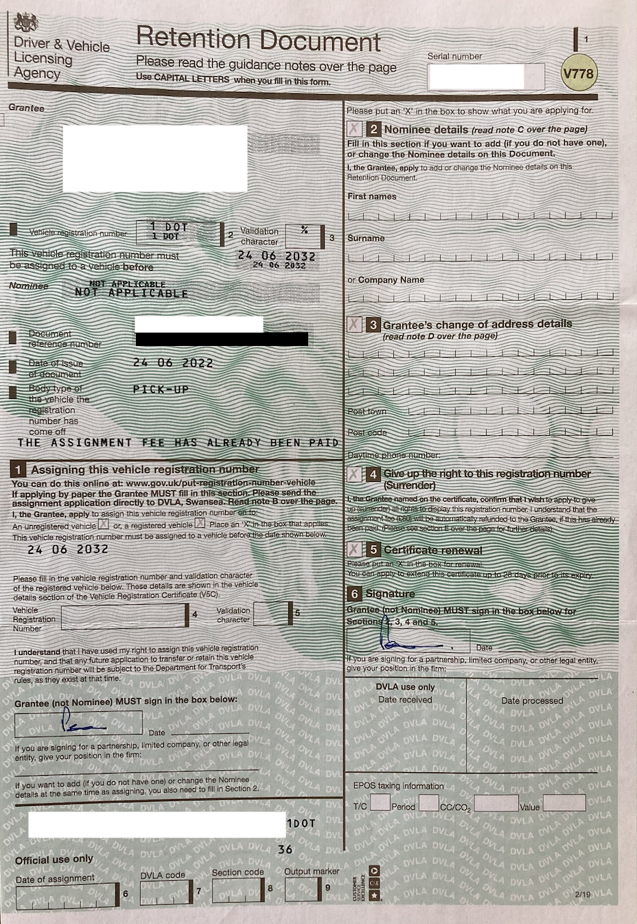 '1 DOT' - NUMBER PLATE