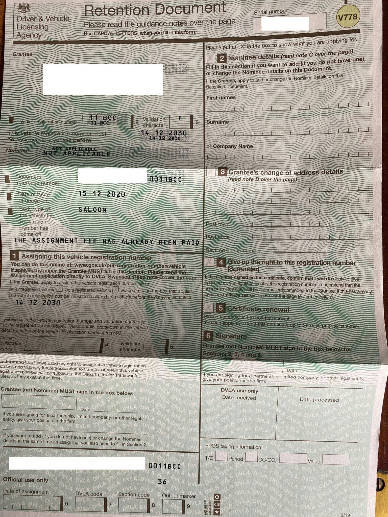 '11 BCC' - NUMBER PLATE for sale by auction in , United Kingdom