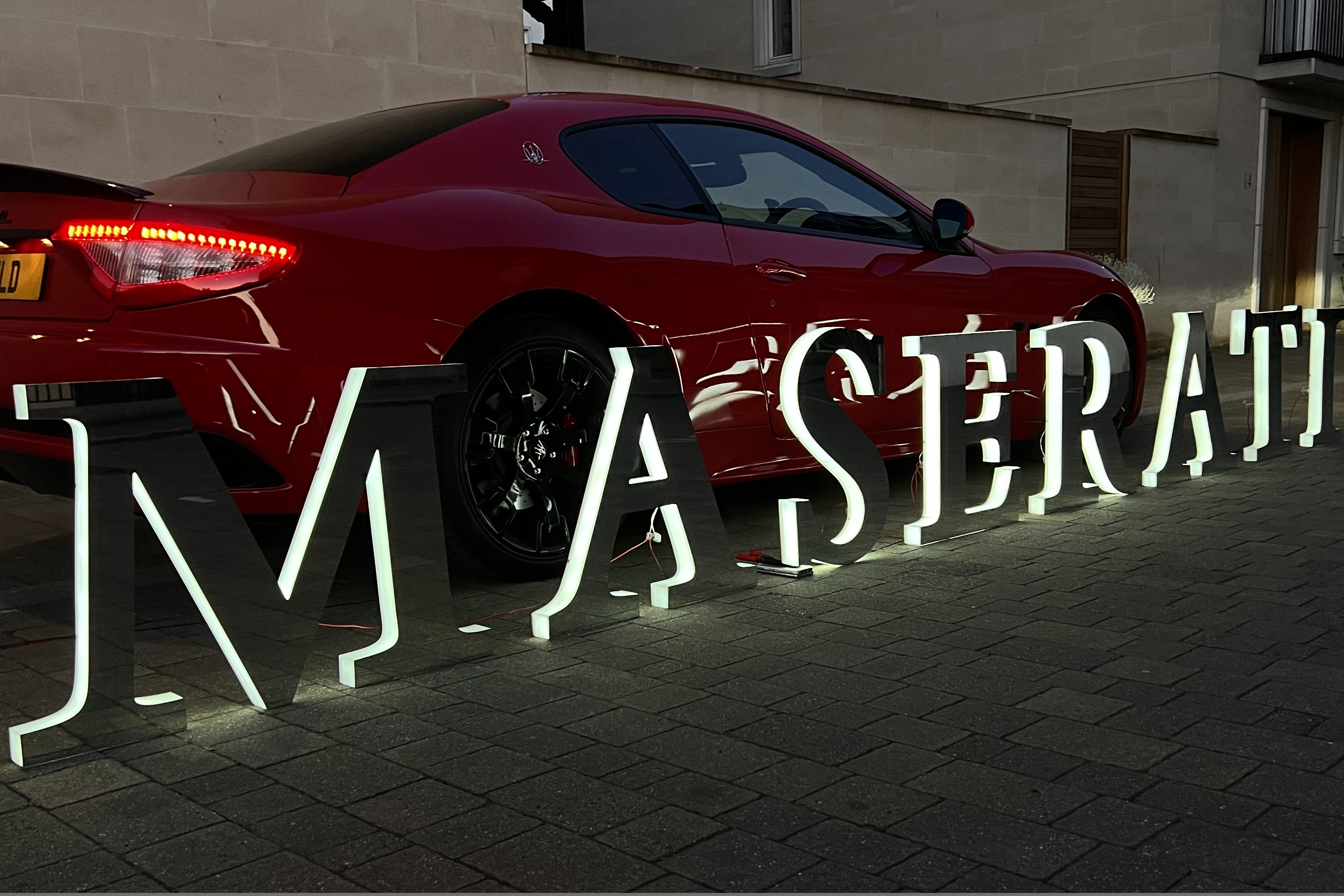 LARGE MASERATI ILLUMINATED DEALERSHIP SIGN