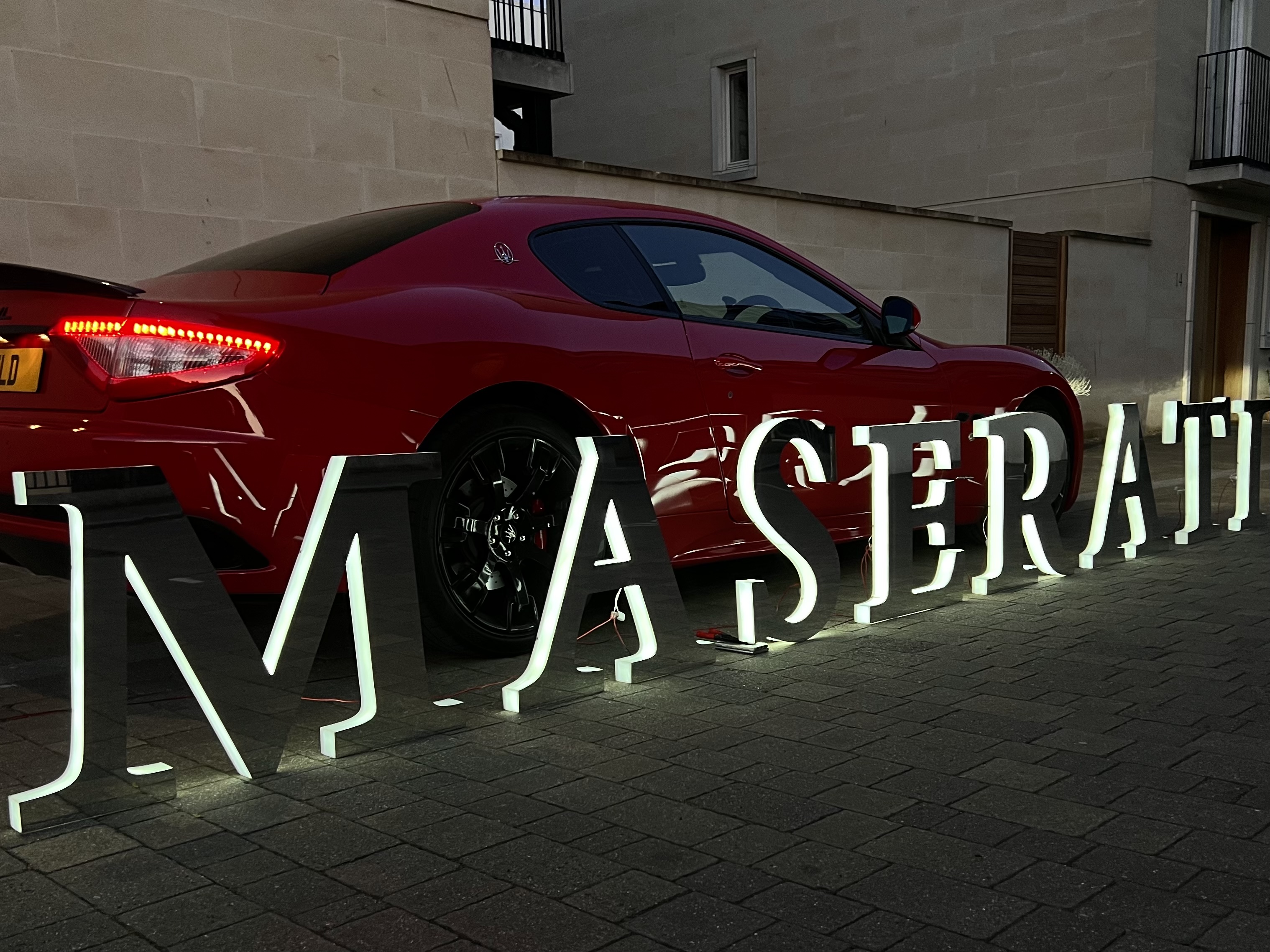 LARGE MASERATI ILLUMINATED DEALERSHIP SIGN