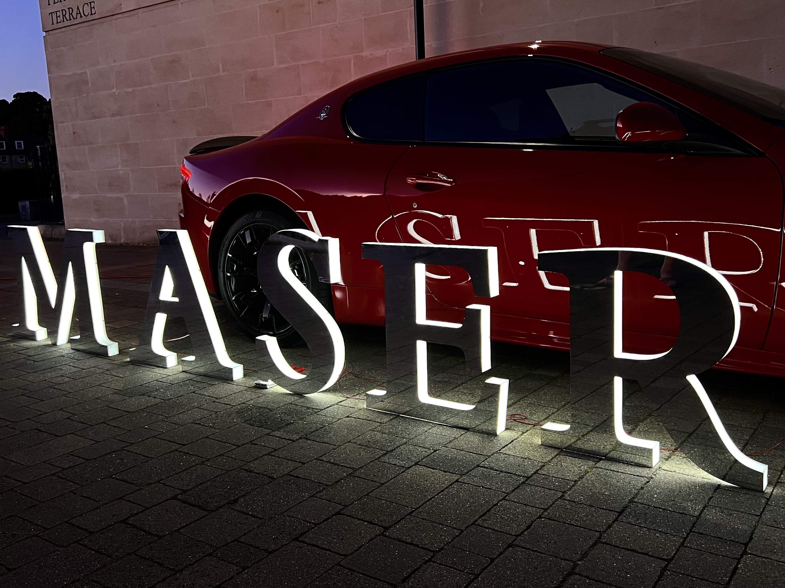 LARGE MASERATI ILLUMINATED DEALERSHIP SIGN