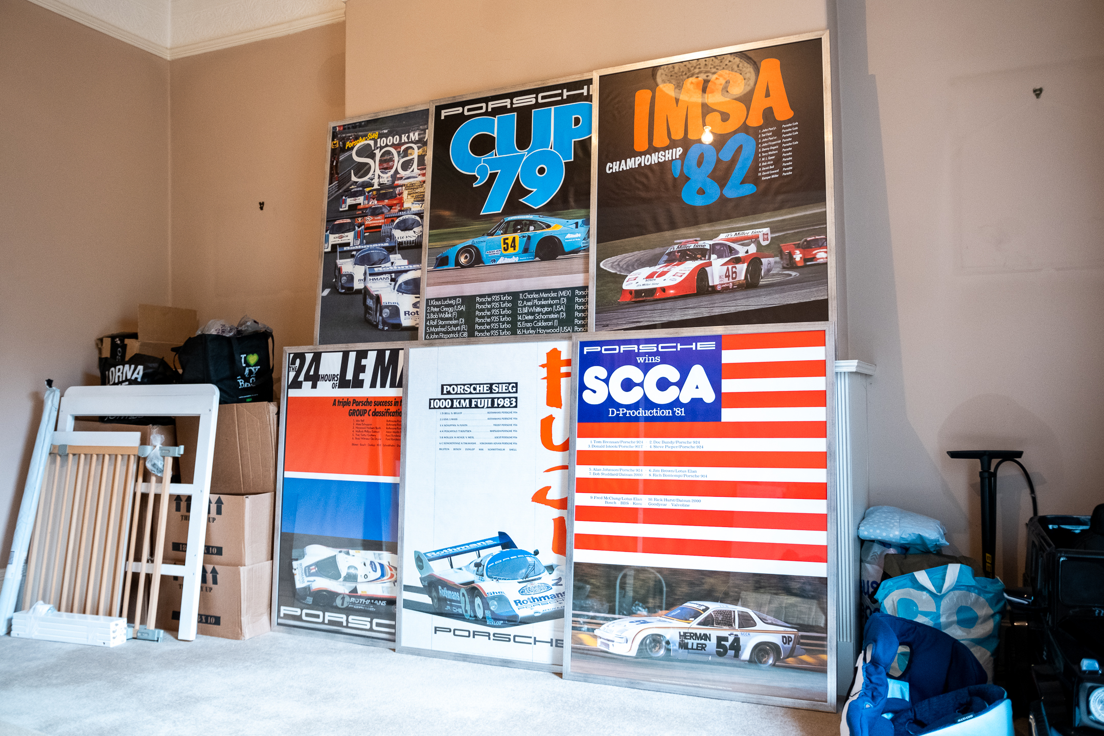 COLLECTION OF 10 ORIGINAL PORSCHE RACING POSTERS - EX JOHN FITZPATRICK