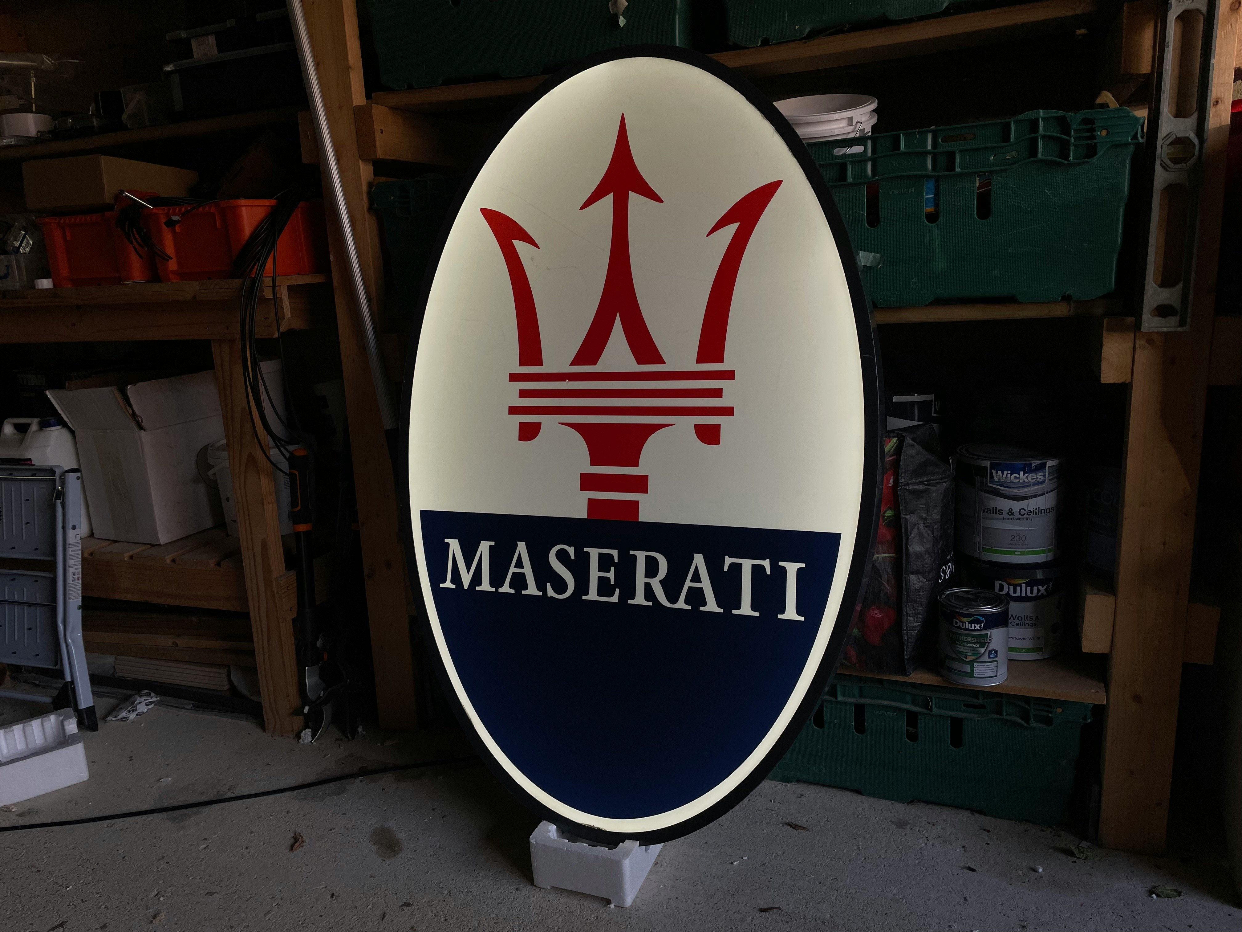 LARGE MASERATI ILLUMINATED SIGN