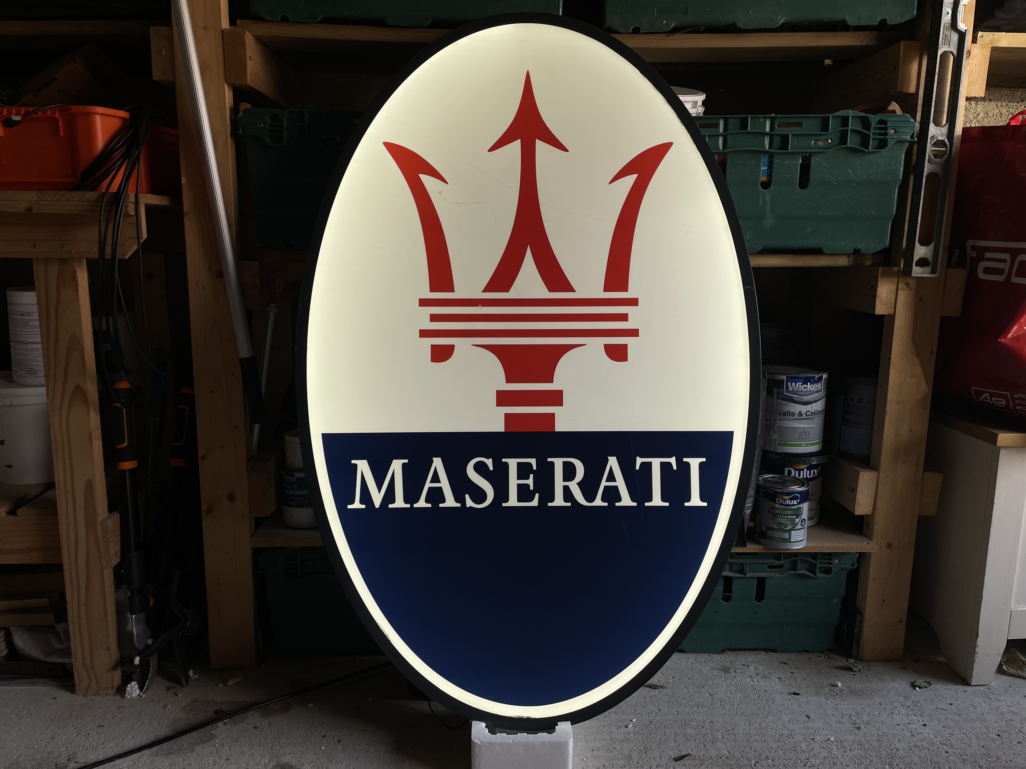 LARGE MASERATI ILLUMINATED SIGN