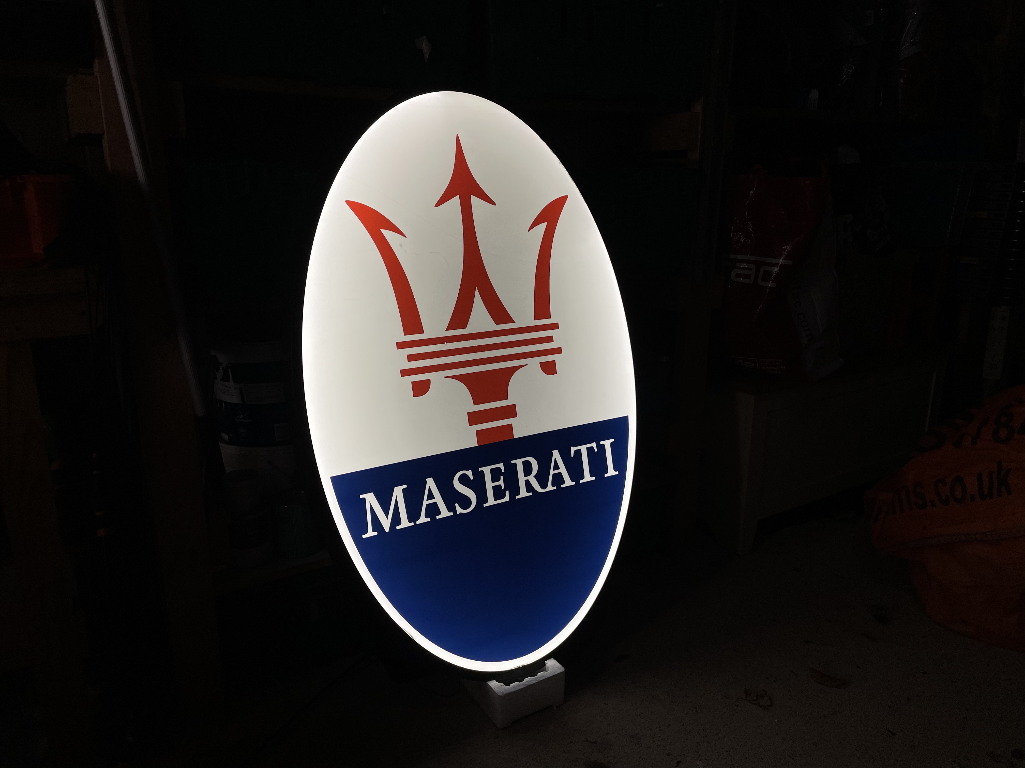 LARGE MASERATI ILLUMINATED SIGN