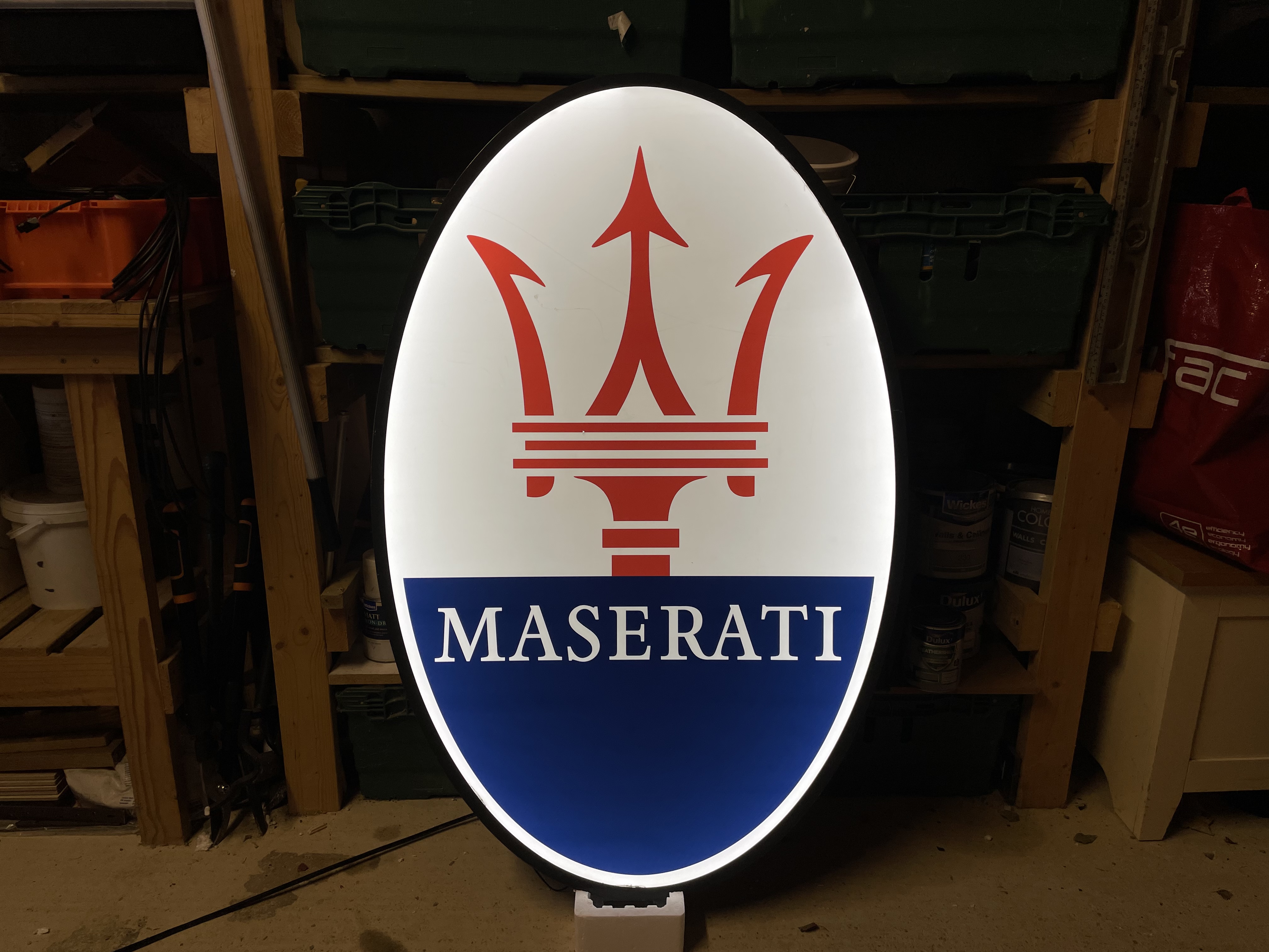 LARGE MASERATI ILLUMINATED SIGN