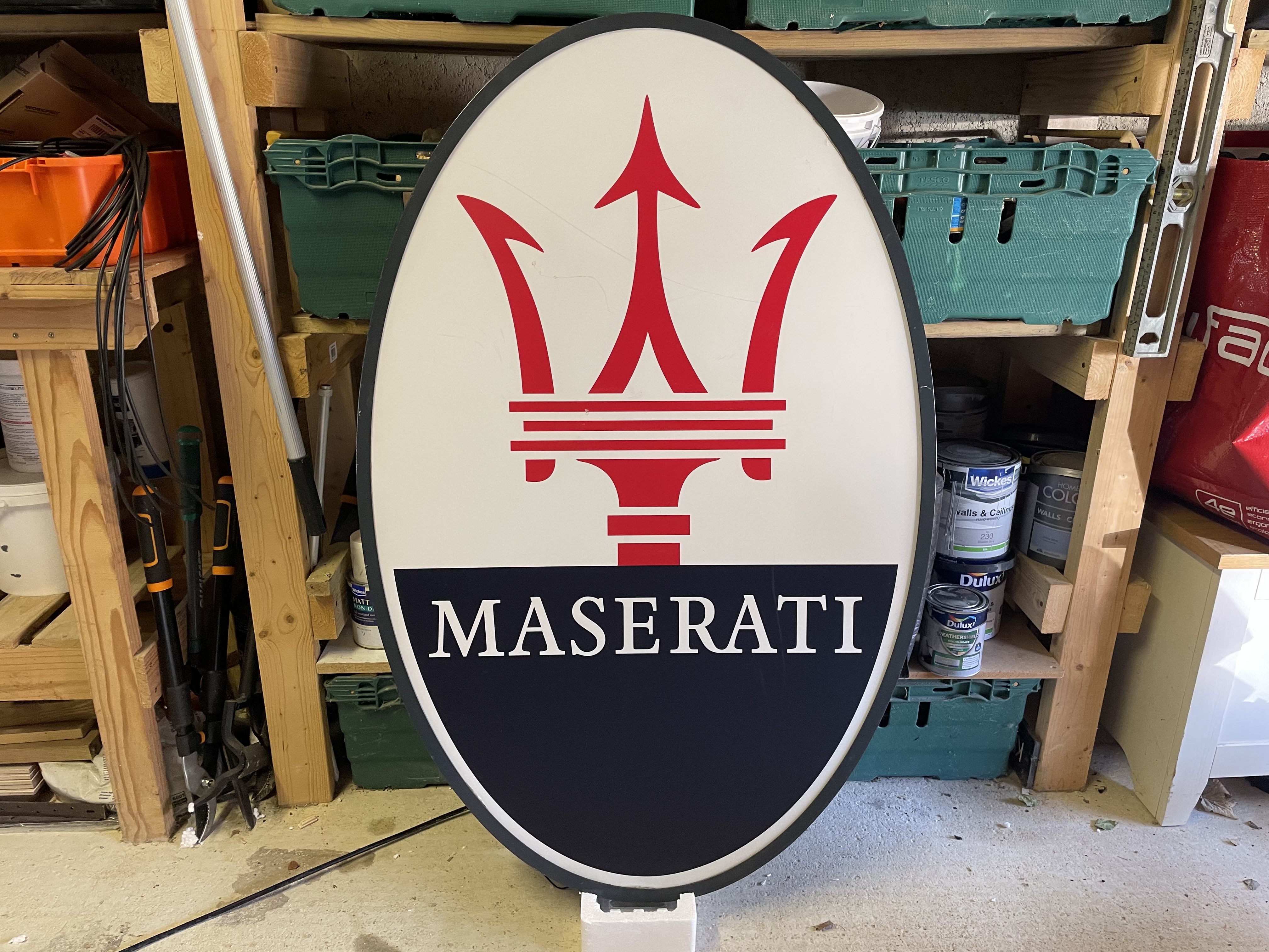 LARGE MASERATI ILLUMINATED SIGN