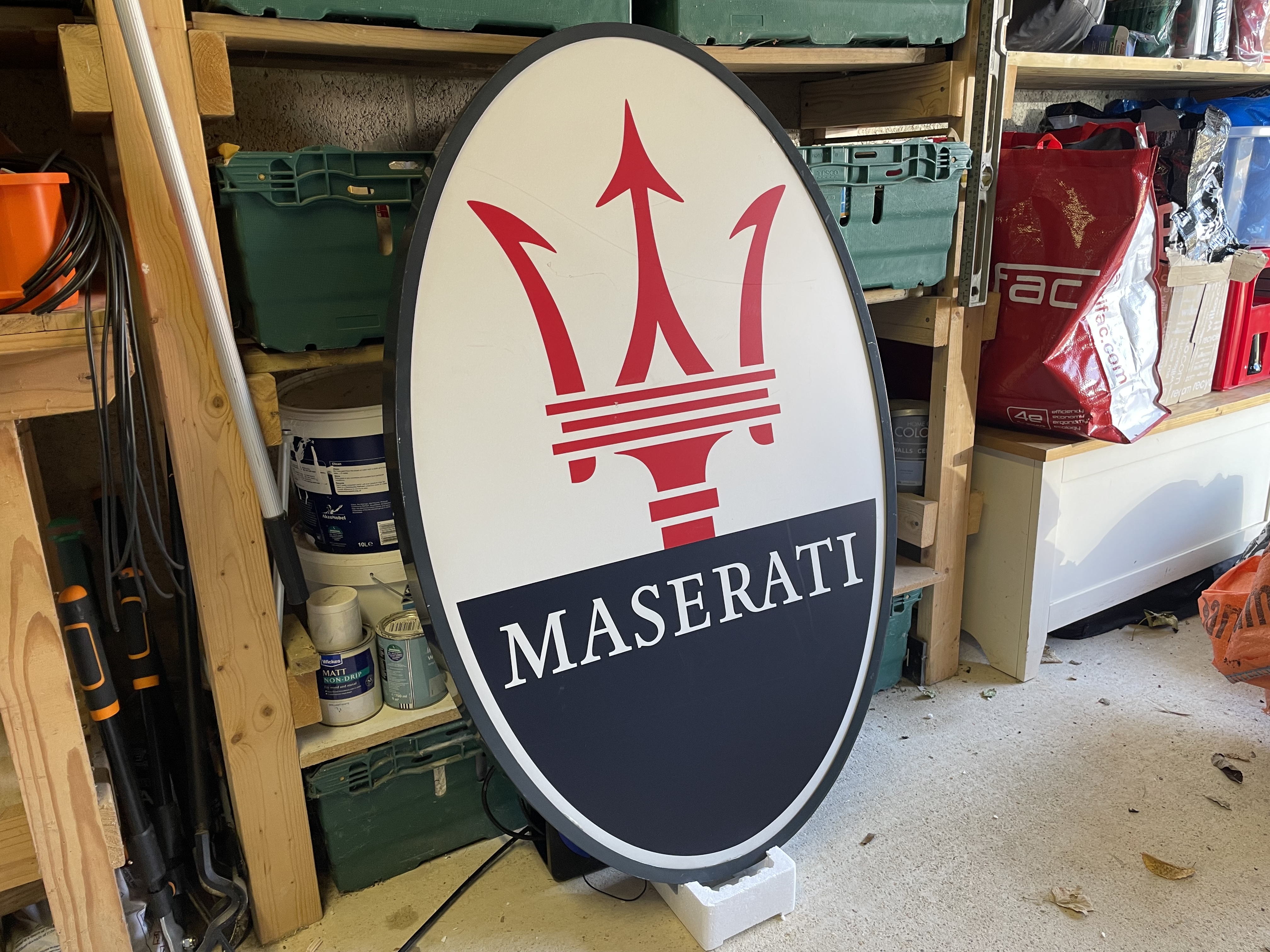 LARGE MASERATI ILLUMINATED SIGN