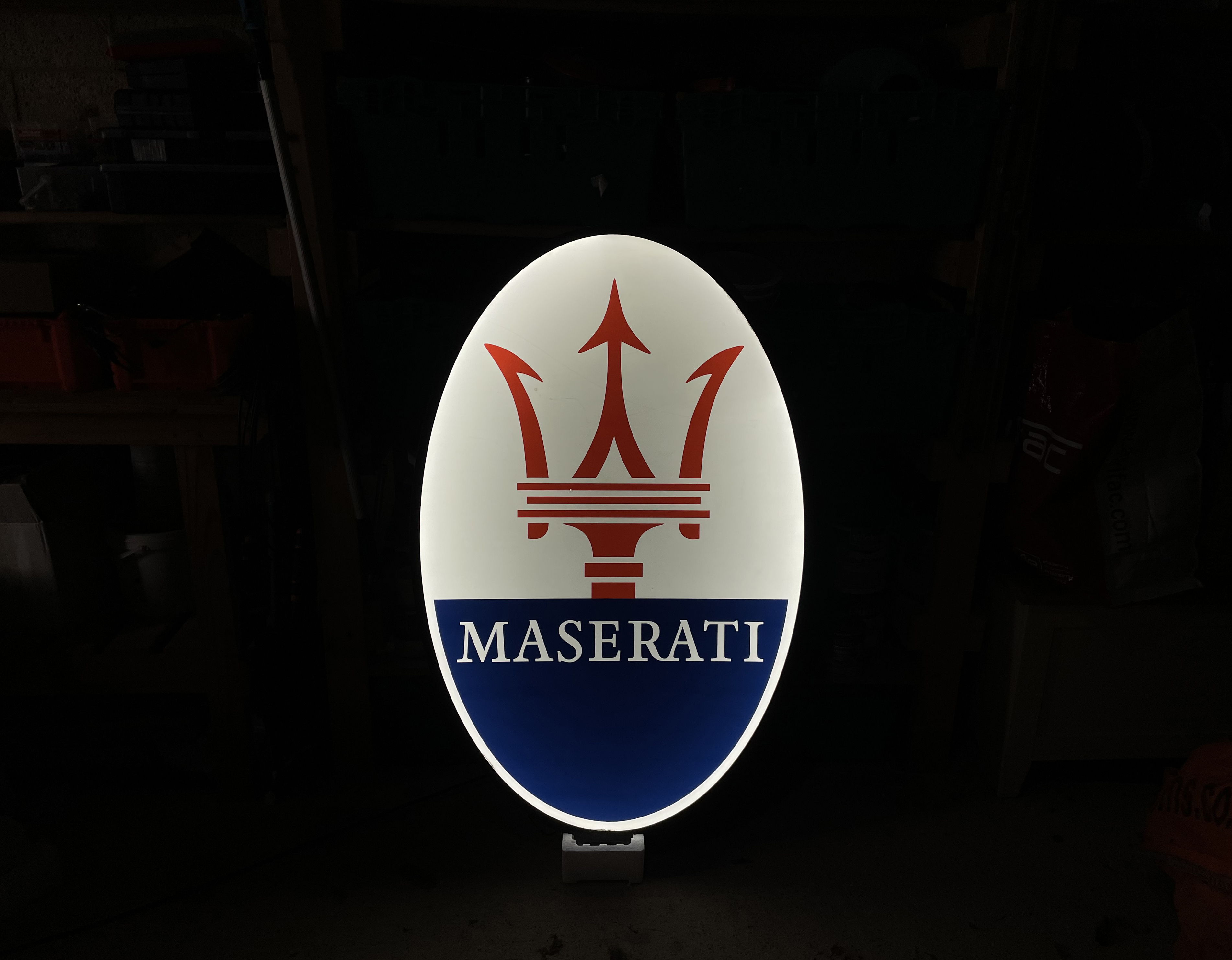 LARGE MASERATI ILLUMINATED SIGN