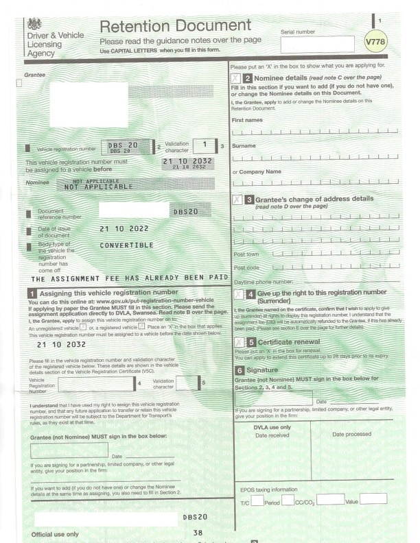 'DBS 20' - NUMBER PLATE for sale by auction in , United Kingdom