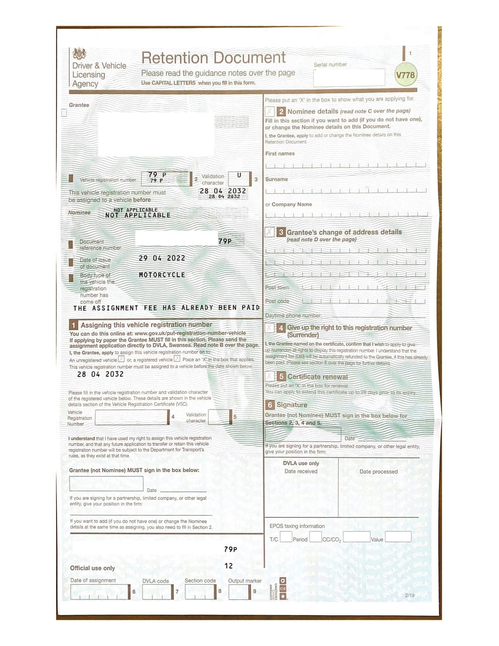 '79 P' - NUMBER PLATE for sale by auction in , United Kingdom