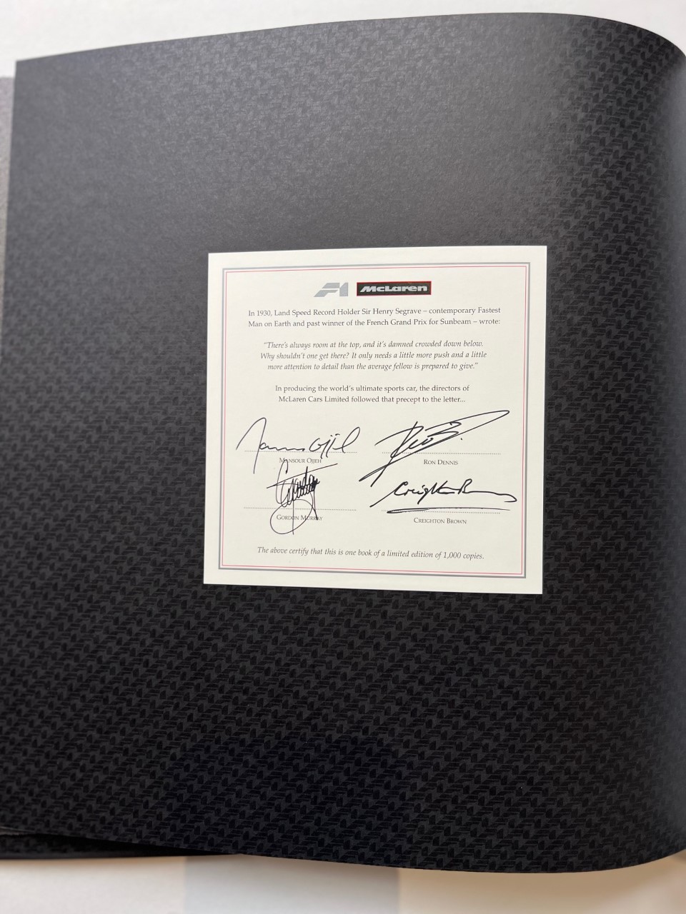 DRIVING AMBITION MCLAREN F1 BOOK