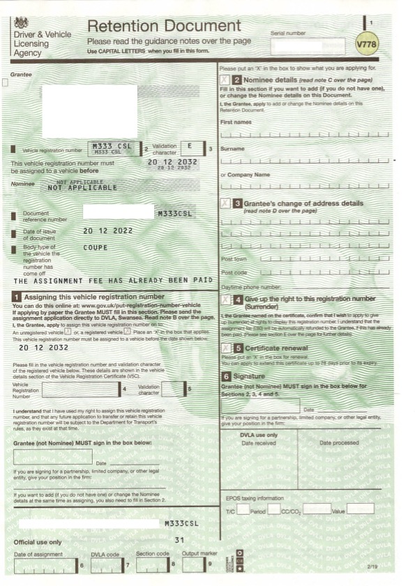 'M333 CSL' - NUMBER PLATE