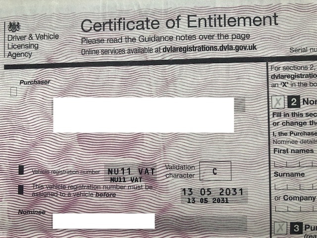 'NU11 VAT' - NUMBER PLATE