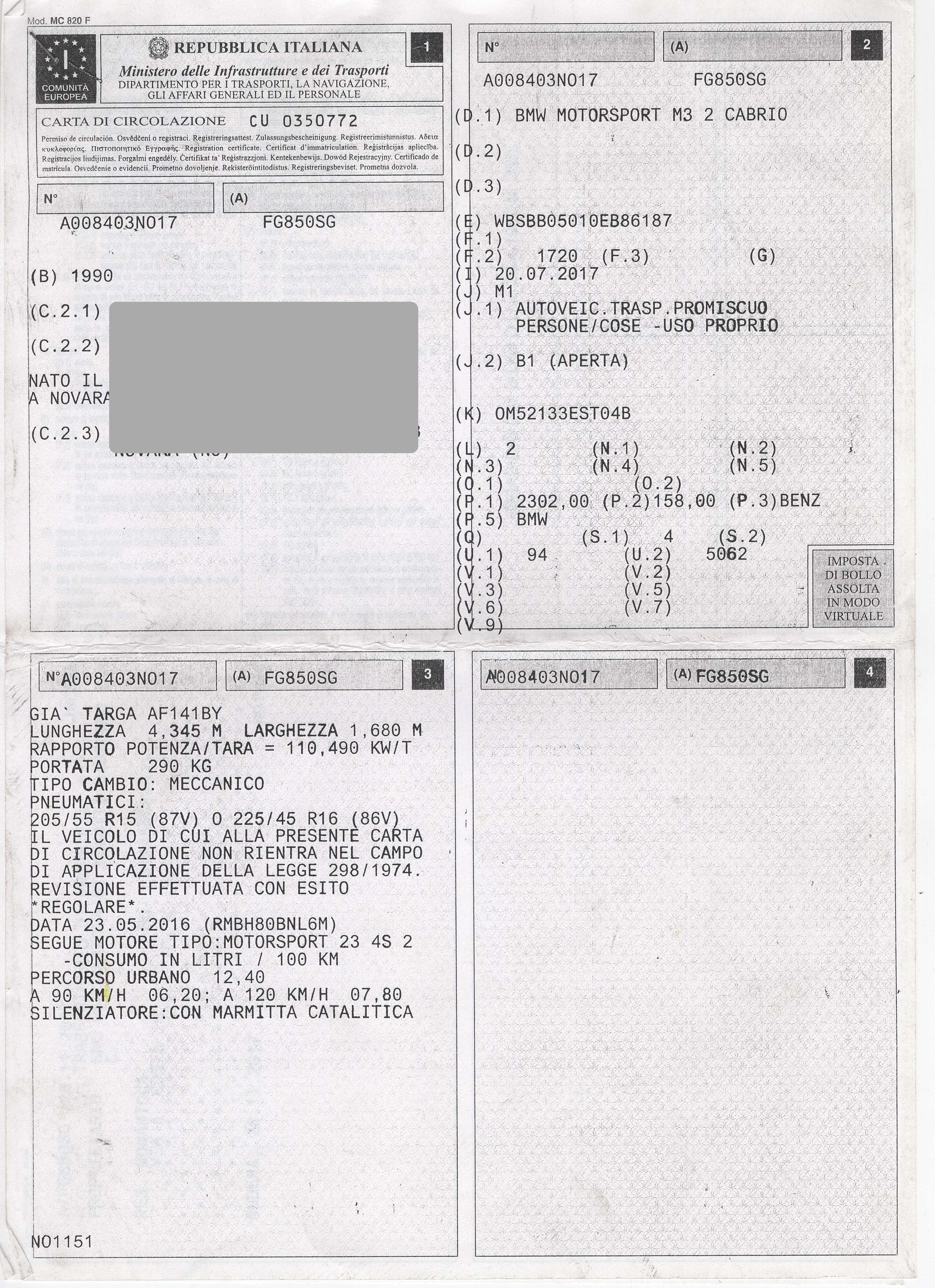 1990 BMW (E30) M3 CONVERTIBLE