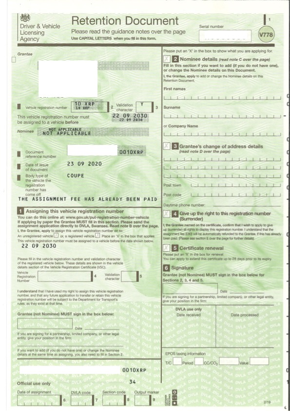 '10 XRP' - NUMBER PLATE