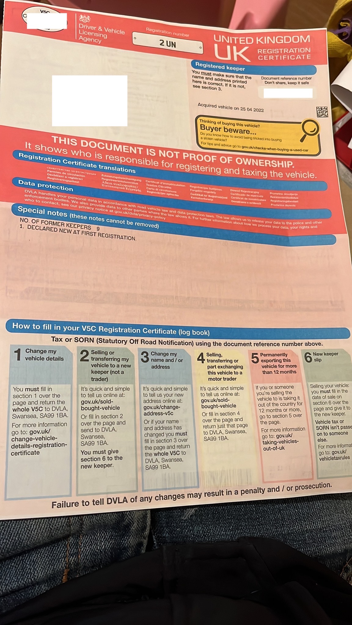 '2 UN' - NUMBER PLATE