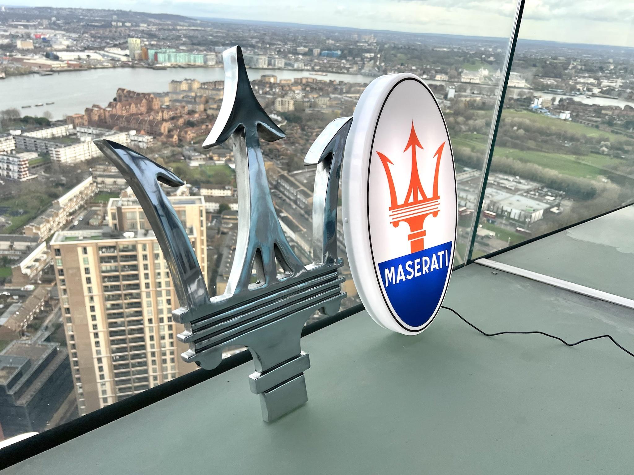 MASERATI TRIDENT AND ILLUMINATED OVAL SIGNS for sale by auction in ...