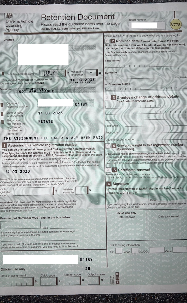 '118 Y' - NUMBER PLATE for sale by auction in , United Kingdom