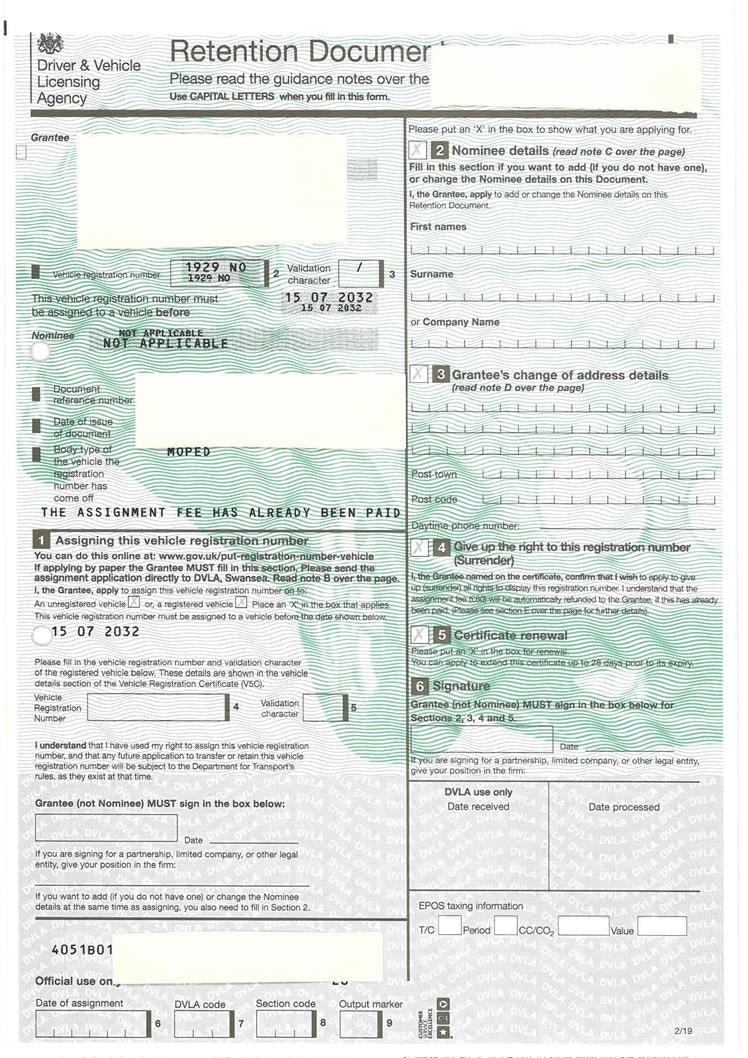 1929 NO' - NUMBER PLATE