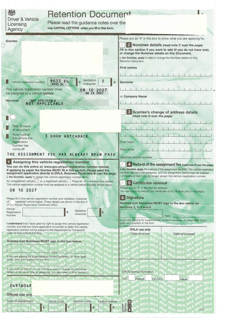 '9033 EL' - NUMBER PLATE