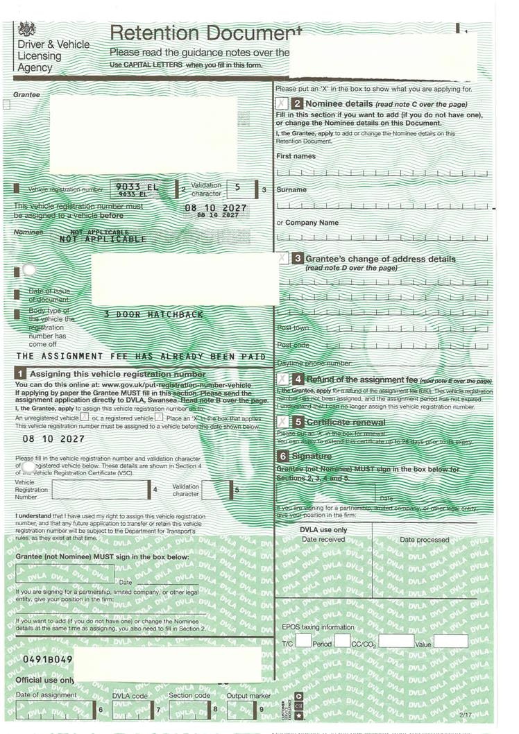 '9033 EL' - NUMBER PLATE