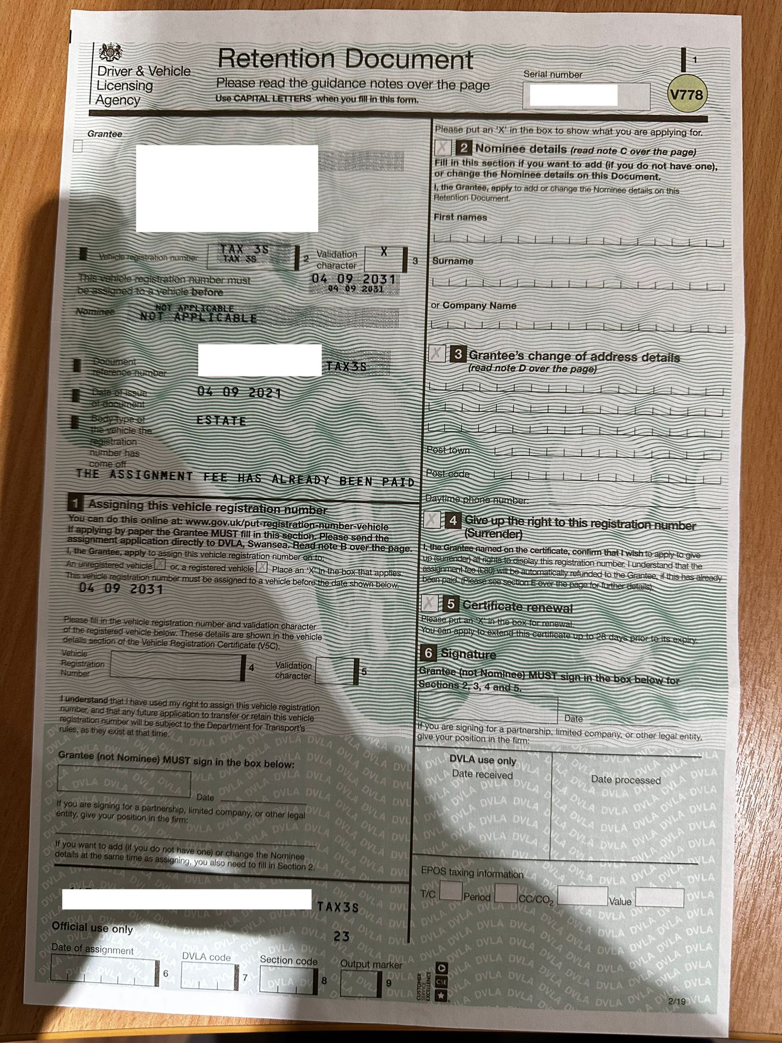 'TAX 3S' - NUMBER PLATE for sale by auction in , United Kingdom