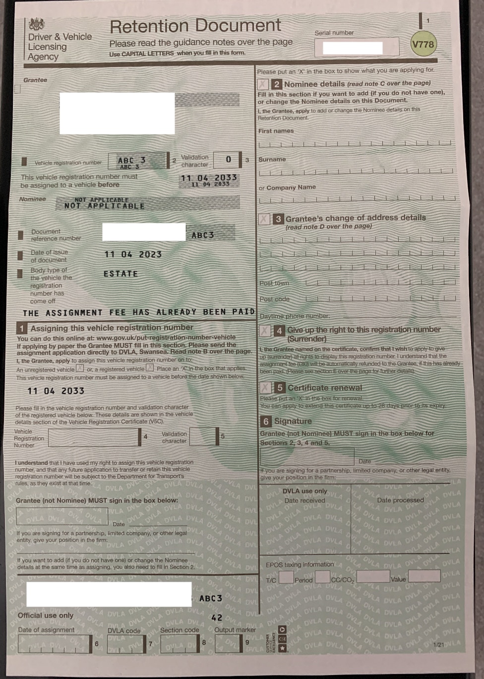 'ABC 3' - NUMBER PLATE for sale by auction in , United Kingdom