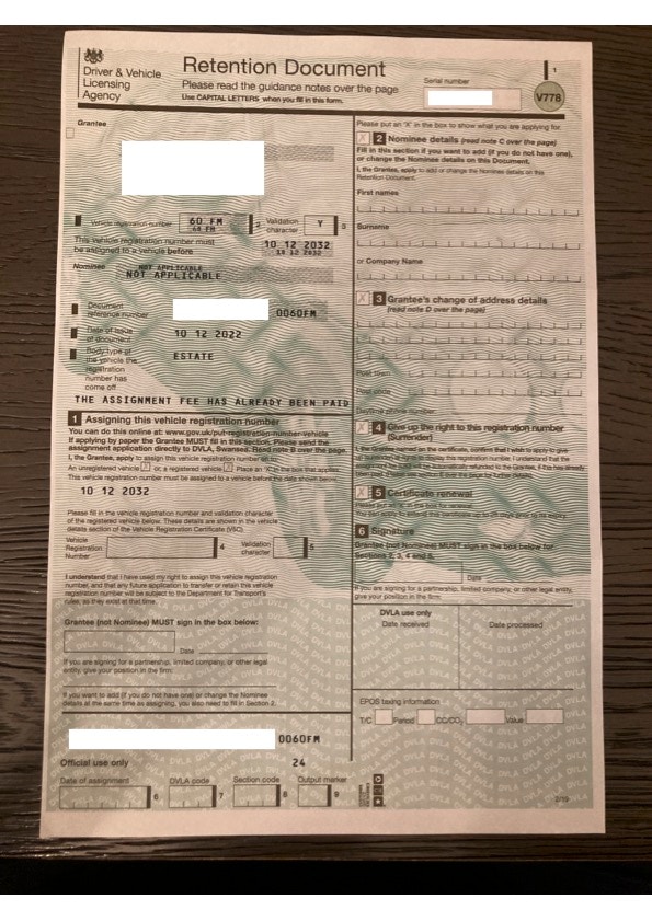 '60 FM' - NUMBER PLATE for sale by auction in , United Kingdom