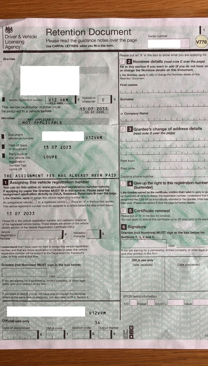 'V12 VRM' - NUMBER PLATE for sale by auctionin , United Kingdom