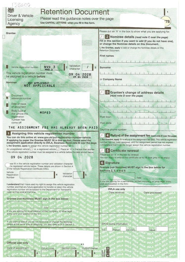 'NVD 3' - Number Plate for sale by auction in , United Kingdom