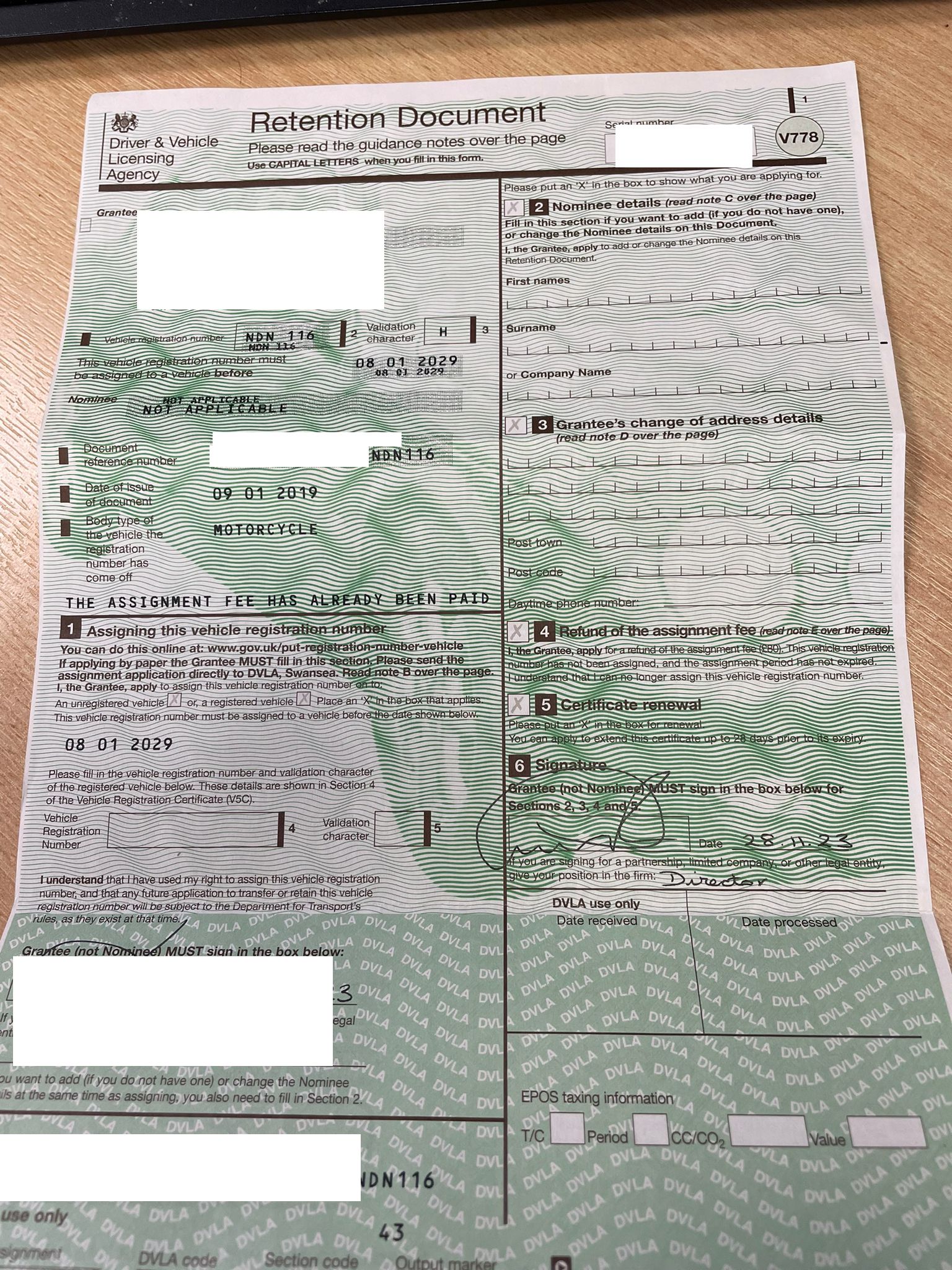 'NDN 116' - Number Plate for sale by auction in , United Kingdom