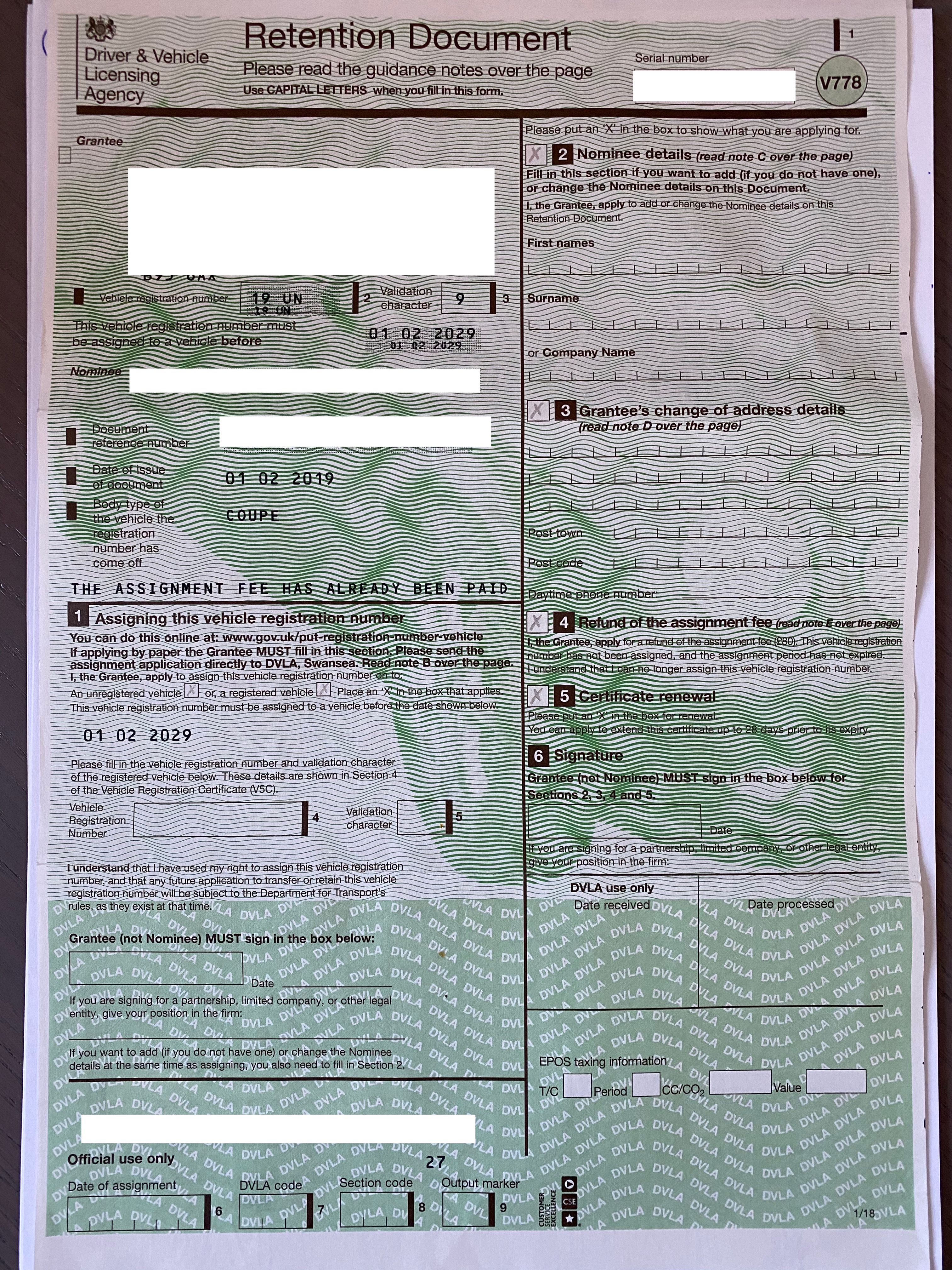 '19 UN' - NUMBER PLATE