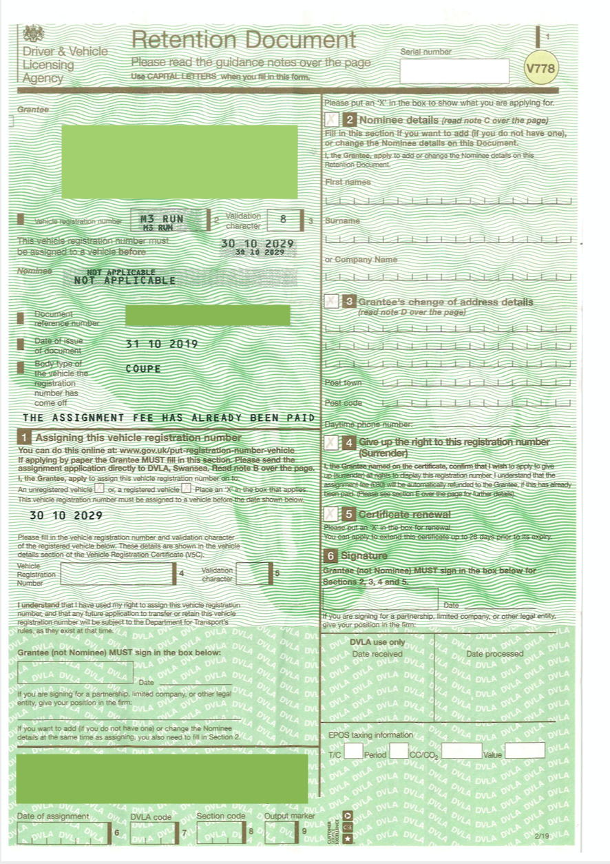 'M3 RUN' - NUMBER PLATE