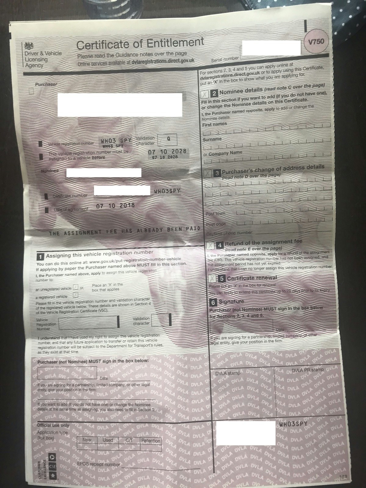 'WH03 SPY' / 'WH05 SPY' - SET OF NUMBER PLATES