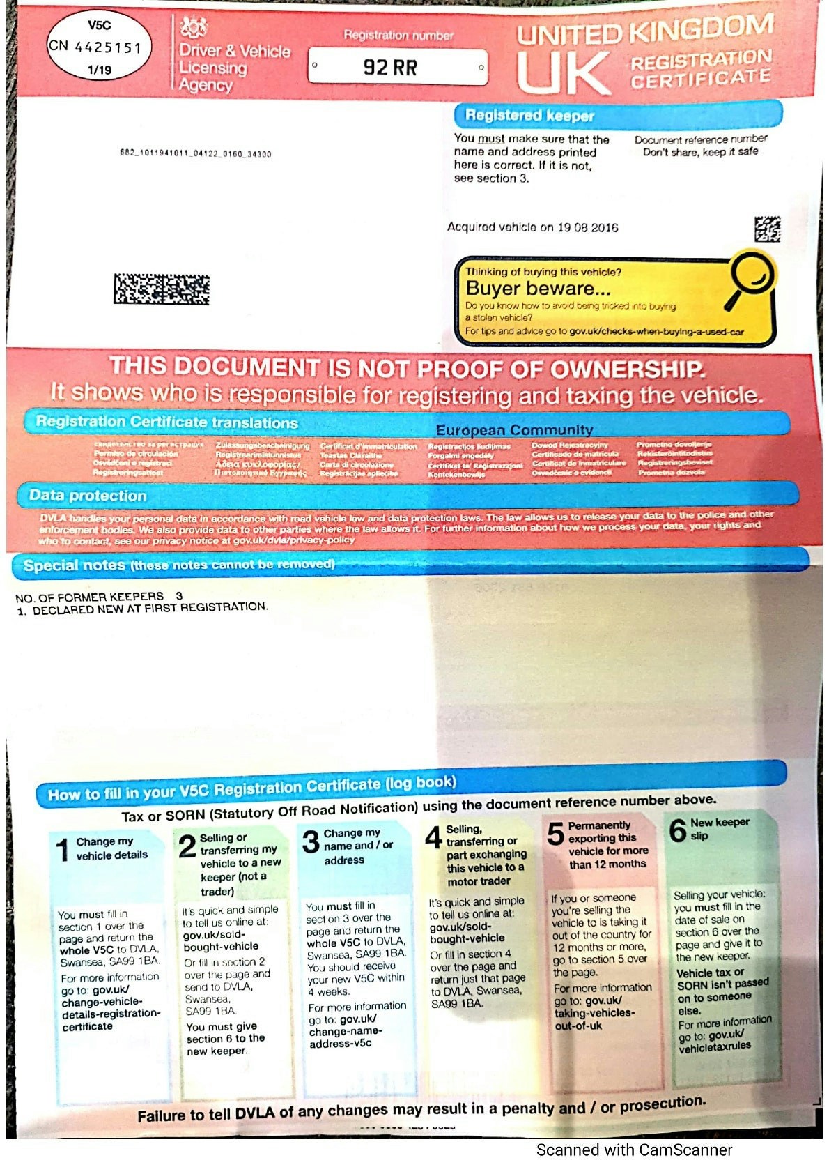 '92 RR' - NUMBER PLATE for sale in , United Kingdom