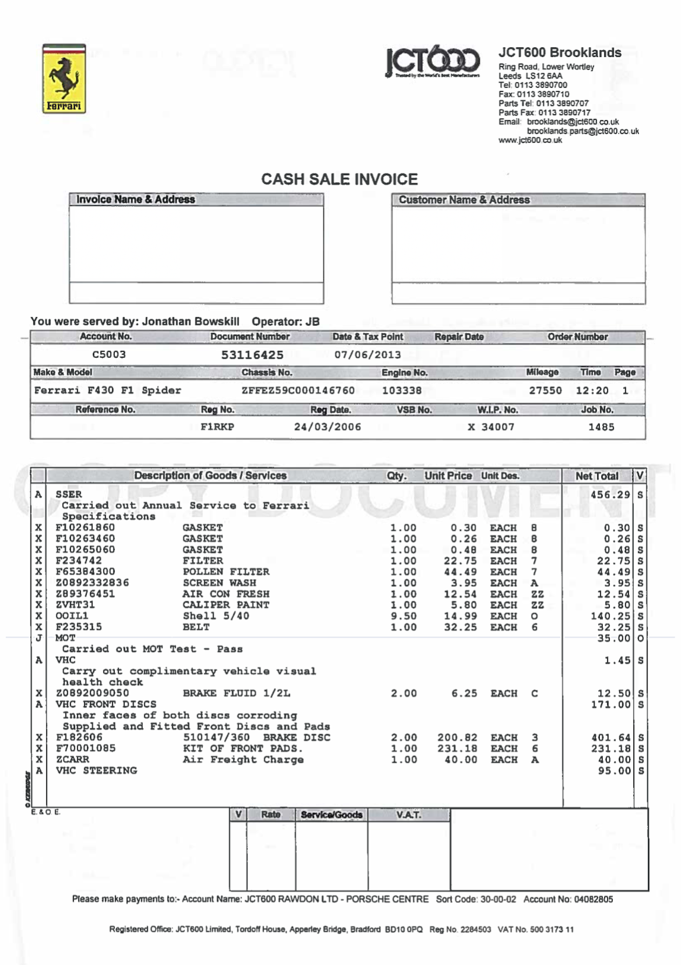 2006 FERRARI F430 SPIDER F1