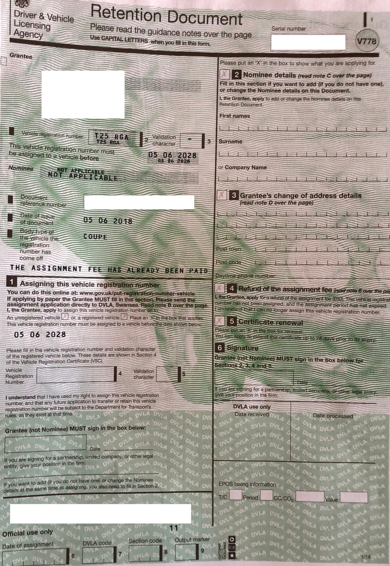 'T25 RGA' - NUMBER PLATE for sale by auction in , United Kingdom