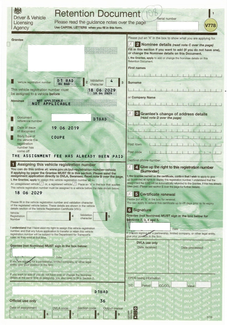 'D1 BAD' - NUMBER PLATE for sale by auction in , United Kingdom